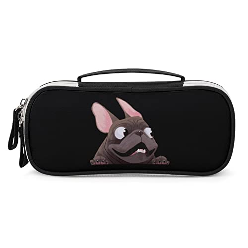 French Bulldog Printed Pencil Case Bag Stationery Pouch with Handle Portable Makeup Bag Desk Organizer