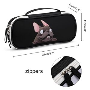 French Bulldog Printed Pencil Case Bag Stationery Pouch with Handle Portable Makeup Bag Desk Organizer