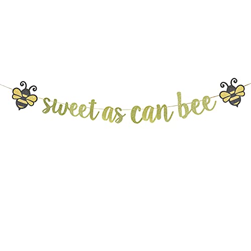 JENSENLIN Sweet As Can Bee Banner,Bumble Bee Baby Shower Birthday Party Decorations,Mommy to Be Sign Banner,Black Glitter Paper Gender Reveal Engagement Party Decoration(glitter).