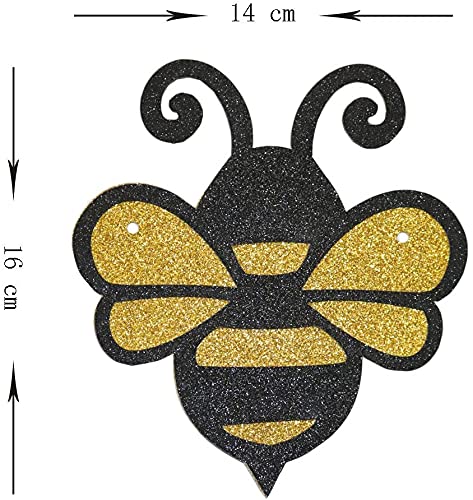 JENSENLIN Sweet As Can Bee Banner,Bumble Bee Baby Shower Birthday Party Decorations,Mommy to Be Sign Banner,Black Glitter Paper Gender Reveal Engagement Party Decoration(glitter).