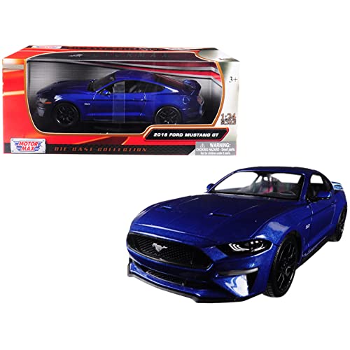 New DIECAST Toys CAR MOTOR MAX 1:24 W/B - 2018 Ford Mustang GT Blue 79352BL