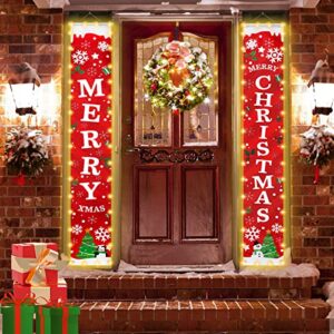 Christmas Decorations Banner with Lights, Pre-assembled Led Lights Merry Christmas Banner, Easy to Put up Christmas Door Banner & Christmas Wall Decor, Indoor and Outdoor Christmas Decorations