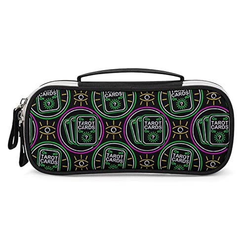 Neon Tarot Pattern Printed Pencil Case Bag Stationery Pouch with Handle Portable Makeup Bag Desk Organizer