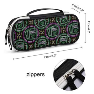 Neon Tarot Pattern Printed Pencil Case Bag Stationery Pouch with Handle Portable Makeup Bag Desk Organizer