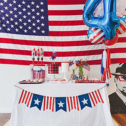 Uniwish American Flag Bunting Banner 4th of July Decorations, Patriotic Stars and Stripes American Independence Day Indoor Outdoor Hanging Sign