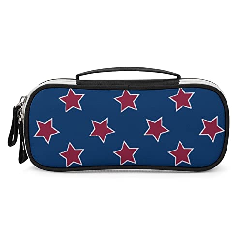 American Flag Stars-01 Printed Pencil Case Bag Stationery Pouch with Handle Portable Makeup Bag Desk Organizer