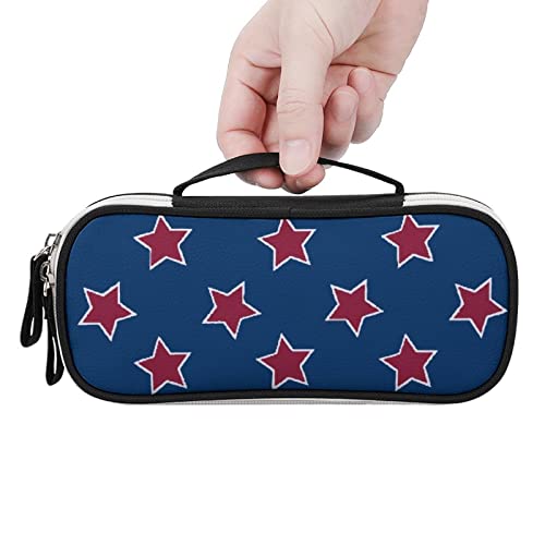 American Flag Stars-01 Printed Pencil Case Bag Stationery Pouch with Handle Portable Makeup Bag Desk Organizer