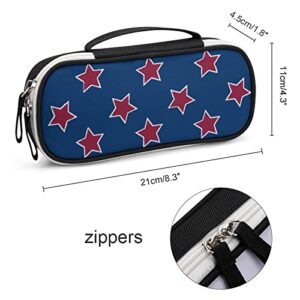 American Flag Stars-01 Printed Pencil Case Bag Stationery Pouch with Handle Portable Makeup Bag Desk Organizer