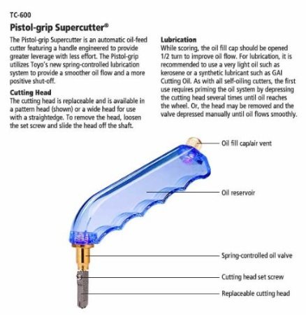 Toyo Pistol Grip Glass Cutter, Assorted Colors