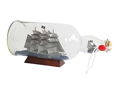 Hampton Nautical Flying Dutchman Model Ship in a Glass Bottle, 11"