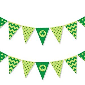 Uniwish St. Patrick’s Day Pennant Banner with Shamrock Fabric Triangle Flag Bunting Garland for Spring St. Patrick’s Day Decorations Home Outdoor Decor