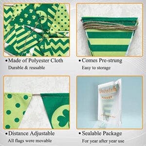 Uniwish St. Patrick’s Day Pennant Banner with Shamrock Fabric Triangle Flag Bunting Garland for Spring St. Patrick’s Day Decorations Home Outdoor Decor