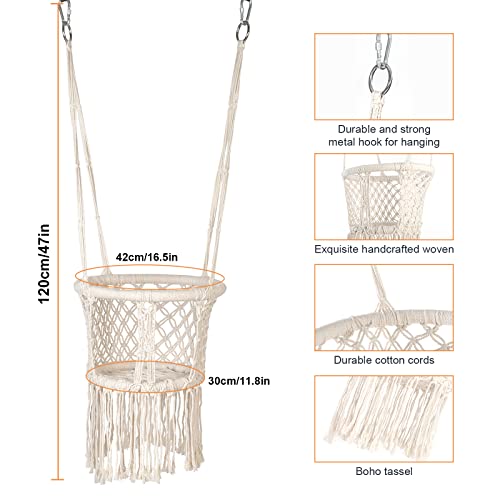 Macrame Baby Swing ,Boho Hanging Swing Seat ,Handmade Hammock Chair for Infant to Toddler,Children's Porch Swing for Indoor Outdoor Playroom Decor