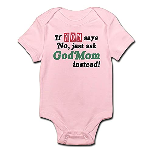 CafePress Just Ask Godmom! Infant Bodysuit Cute Infant Bodysuit Baby Romper Petal Pink