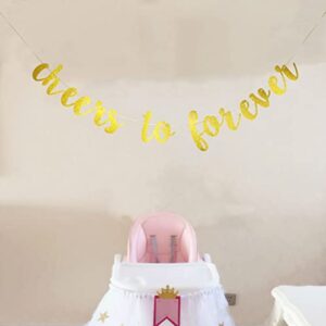 StarsGarden Cheers to Fovever Banner Hanging Garland -Perfect Decoration for Bridal Shower, Engagement, Bachelorette, Wedding Party(Gold)