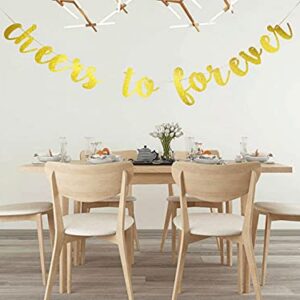 StarsGarden Cheers to Fovever Banner Hanging Garland -Perfect Decoration for Bridal Shower, Engagement, Bachelorette, Wedding Party(Gold)