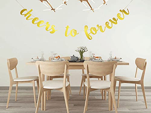 StarsGarden Cheers to Fovever Banner Hanging Garland -Perfect Decoration for Bridal Shower, Engagement, Bachelorette, Wedding Party(Gold)