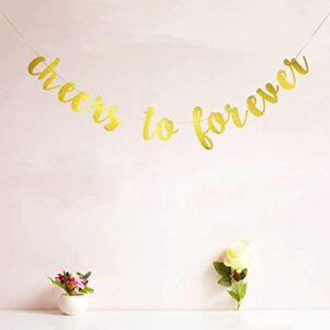 StarsGarden Cheers to Fovever Banner Hanging Garland -Perfect Decoration for Bridal Shower, Engagement, Bachelorette, Wedding Party(Gold)