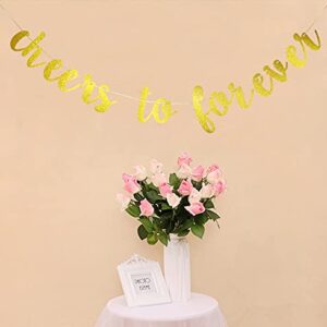 StarsGarden Cheers to Fovever Banner Hanging Garland -Perfect Decoration for Bridal Shower, Engagement, Bachelorette, Wedding Party(Gold)