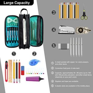 JEMIA Multi Compartments Collection 3 Independent Zipper Compartments with Handle Strap Pencil Case (Black, Polyester)