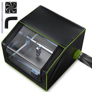 brovr laser engraver enclosure with exhaust fan, pipe, led light, fireproof laser enclosure for most laser cutter, laser accessories effectively isolates 99% of smoke, odor & dust, noise reduction