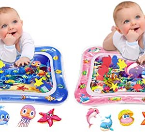 Infinno Tummy Time Mat Premium Baby Water Play Mat for Babies, Baby Toys for 3 to 24 Months, Blue Whale Style and Pink Dolphin Style