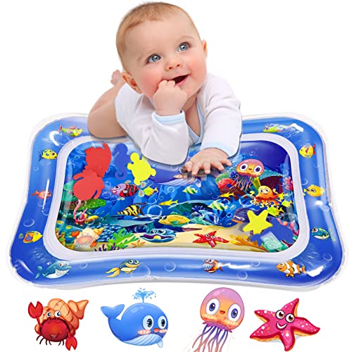 Infinno Tummy Time Mat Premium Baby Water Play Mat for Babies, Baby Toys for 3 to 24 Months, Blue Whale Style and Pink Dolphin Style