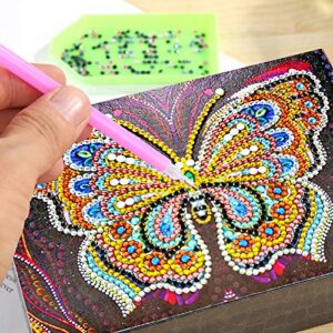 Jewelry Box Storage Organizer, Jewelry Display Storage Holder Case with DIY Diamond Painting Kits Butterfly Decorative Cover Arts Craft for Necklace Earrings Bracelets Rings Watches