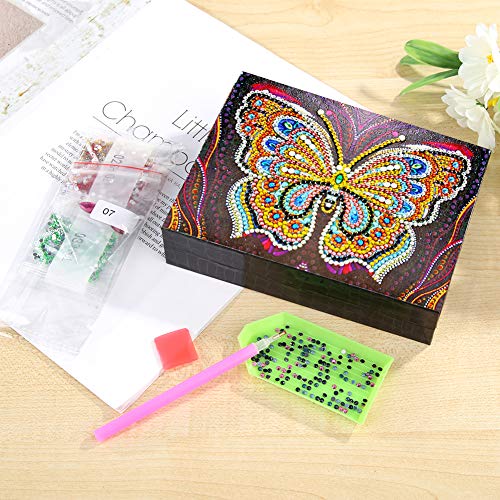 Jewelry Box Storage Organizer, Jewelry Display Storage Holder Case with DIY Diamond Painting Kits Butterfly Decorative Cover Arts Craft for Necklace Earrings Bracelets Rings Watches