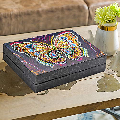 Jewelry Box Storage Organizer, Jewelry Display Storage Holder Case with DIY Diamond Painting Kits Butterfly Decorative Cover Arts Craft for Necklace Earrings Bracelets Rings Watches