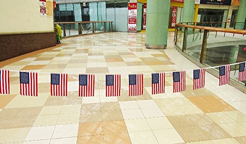 200' Bulk Deluxe Fabric American Flag Pennant Banner (4 Strings of 50') - 200 U.S. Flags for 4th of July, Memorial Day and Veteran's Day