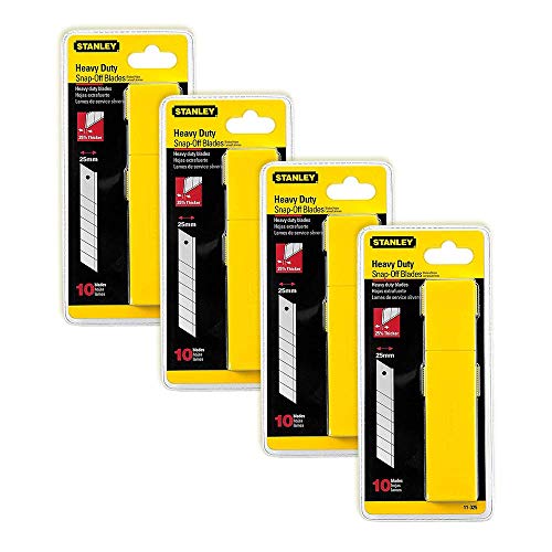 Stanley 11-325T 25mm Heavy Duty Quick-Point Snap-Off Blades with Dispenser, Pack of 10 (4)