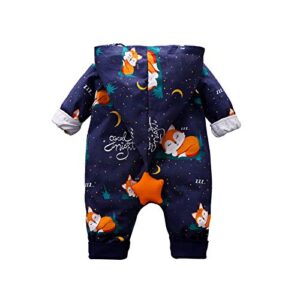 IURNXB Baby Zipper Romper Clothes Stylish Fox Design Long Sleeve Hooded Jumpsuit for Baby