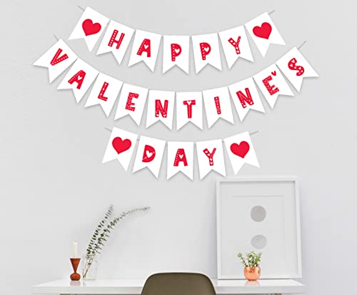 Happy Valentines Day Banner - Bunting Banner - Heart Signs - Love Banner - Valentines Day Photo Prop - Candy Heart Valentine Banner - Mantel Decor Valentines - Pre Assembled Proposal Banner