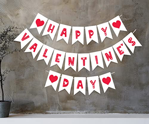 Happy Valentines Day Banner - Bunting Banner - Heart Signs - Love Banner - Valentines Day Photo Prop - Candy Heart Valentine Banner - Mantel Decor Valentines - Pre Assembled Proposal Banner