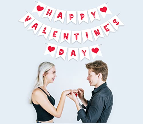 Happy Valentines Day Banner - Bunting Banner - Heart Signs - Love Banner - Valentines Day Photo Prop - Candy Heart Valentine Banner - Mantel Decor Valentines - Pre Assembled Proposal Banner