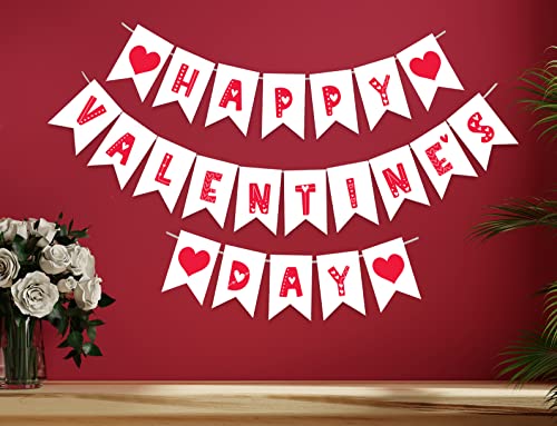 Happy Valentines Day Banner - Bunting Banner - Heart Signs - Love Banner - Valentines Day Photo Prop - Candy Heart Valentine Banner - Mantel Decor Valentines - Pre Assembled Proposal Banner