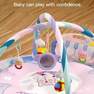 Baby Gym Play Mat,Musical Activity Center Kick Piano Gym Tummy Time Toys for Newborn Babies，Infant Toys Large Thickened and Non Slip Mat Washable (Pink)