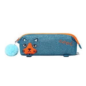 cute pencil pouch pencil box slim, kid girls boys gilter teens kindergarten elementary preschool zipper pencil box for school