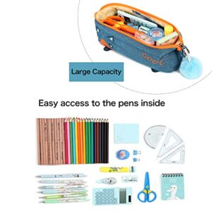 Cute Pencil Pouch Pencil Box Slim, Kid Girls Boys Gilter Teens Kindergarten Elementary Preschool Zipper Pencil Box for School