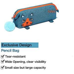 Cute Pencil Pouch Pencil Box Slim, Kid Girls Boys Gilter Teens Kindergarten Elementary Preschool Zipper Pencil Box for School