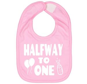 handmade cute baby boy girl half birthday bibs – halfway to one (pink)