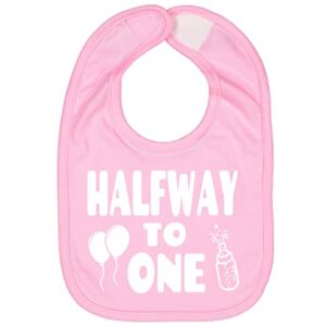 Handmade Cute Baby Boy Girl Half Birthday Bibs - Halfway To One (Pink)