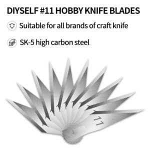 DIYSELF 20PCS Craft Knife Blades, SK5 Carbon Steel #11 Exacto Knife Blades Refill Hobby Art Blades Exacto Blades Cutting Tool with Storage Case for Craft, Hobby, Scrapbooking, Stencil