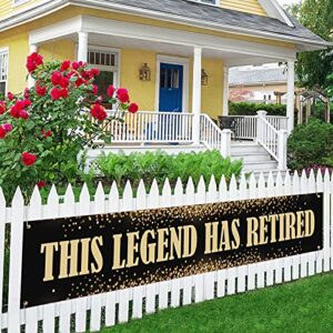 this legend has retired large banner, finally retired theme yard sign lawn sign, retirement party outdoor indoor backdrop 9.8 x 1.6 feet