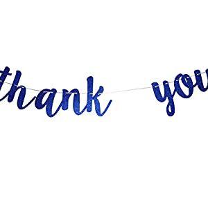 Thank You Banner - Blue Glitter Sign for Engaged - Wedding - Bridal Shower Bunting Thanksgiving Photo Booth Props