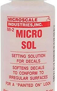 Micro Scale Decal Setting Solution, Micro Set MI1 and Micro Sol MI2, Two Bottles of Each with Make Your Day Paintbrush Set