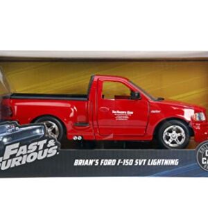 Jada Toys Fast & Furious 1:24 Brian's Ford F-150 SVT Lightning Die-cast Car, Toys for Kids and Adults, Red (99574)