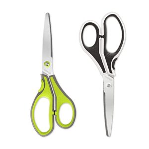 osalo scissors office right/left handed all-purpose craft scissor paper school 8inch large blunt tip scissors 2 pack with comfort grip