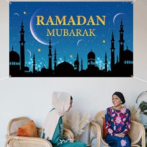 kymy large ramadan mubarak porch sign with 70.8 x 47.2 inch,muslim ramadan banner for eid mubarak party backdrop,islamic hanging banner for indoor and outdoor ramadan mubarak decorations